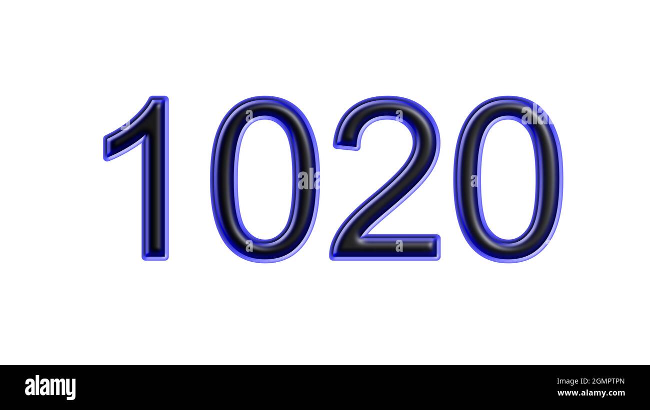 blue 1020 number 3d effect white background Stock Photo - Alamy