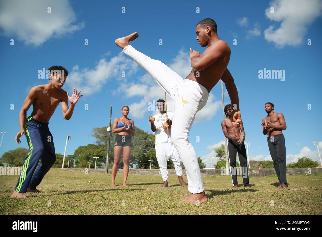 salvador, bahia, brazil - september 19, 2021: capoeristas are seen in a ...