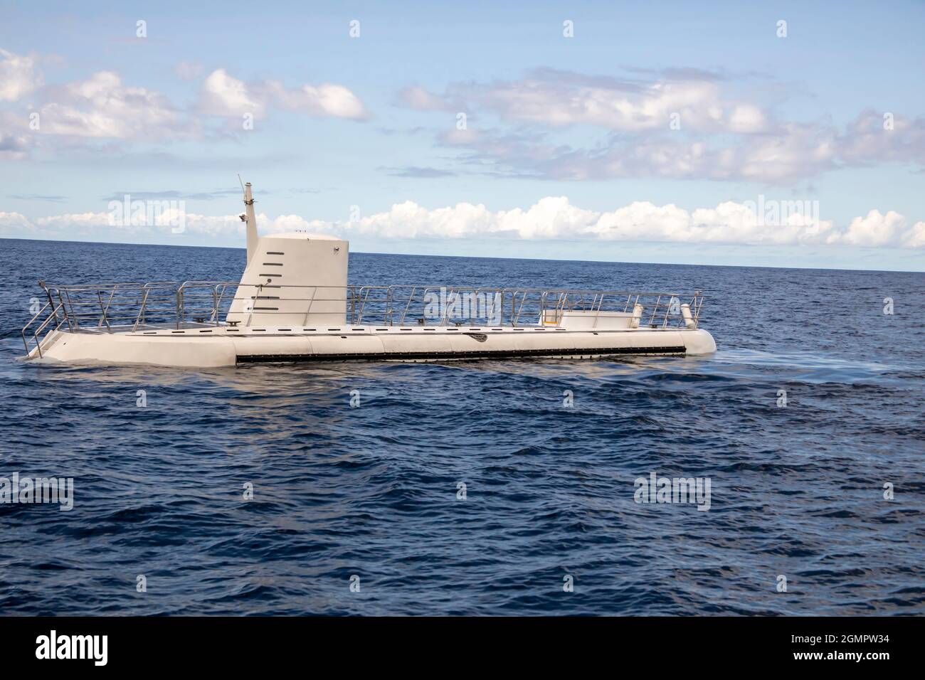 Tourist submarine above water line in Caribbean Sea on sunny day Stock ...