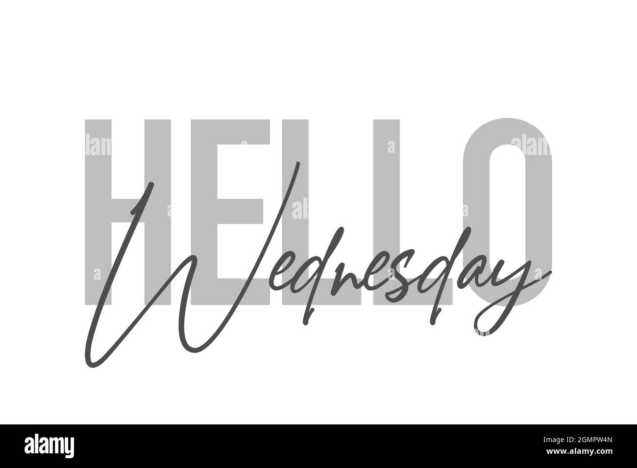 Modern, simple, minimal typographic design of a saying "Hello Wednesday ...