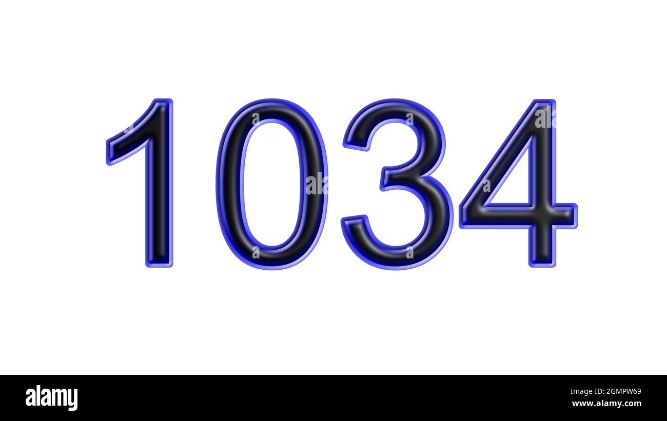 blue 1034 number 3d effect white background Stock Photo - Alamy