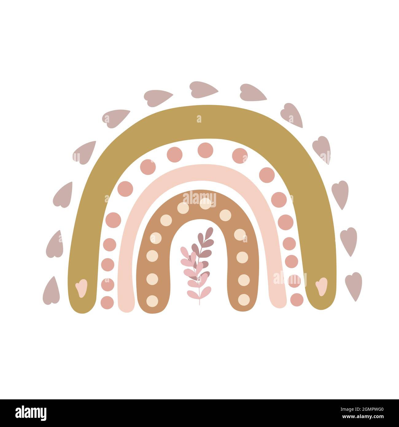 Boho rainbow abstract shapes, simple hand drawn silhouette vector ...