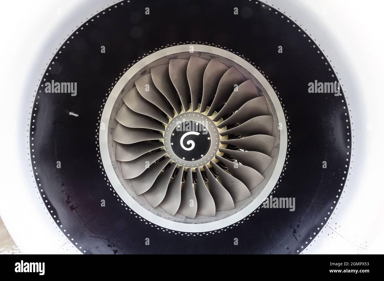 Close up of a turbofan jet engine in modern airplane Stock Photo - Alamy