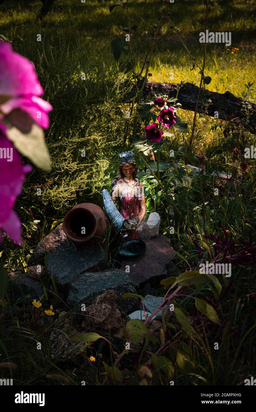 Fortune (Tyche) holds a cornucopia with coins - antique goddess and ...