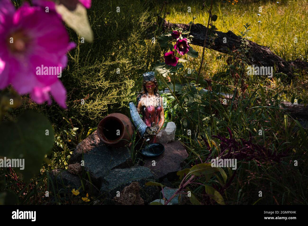 Fortune (Tyche) holds a cornucopia with coins - antique goddess and ...