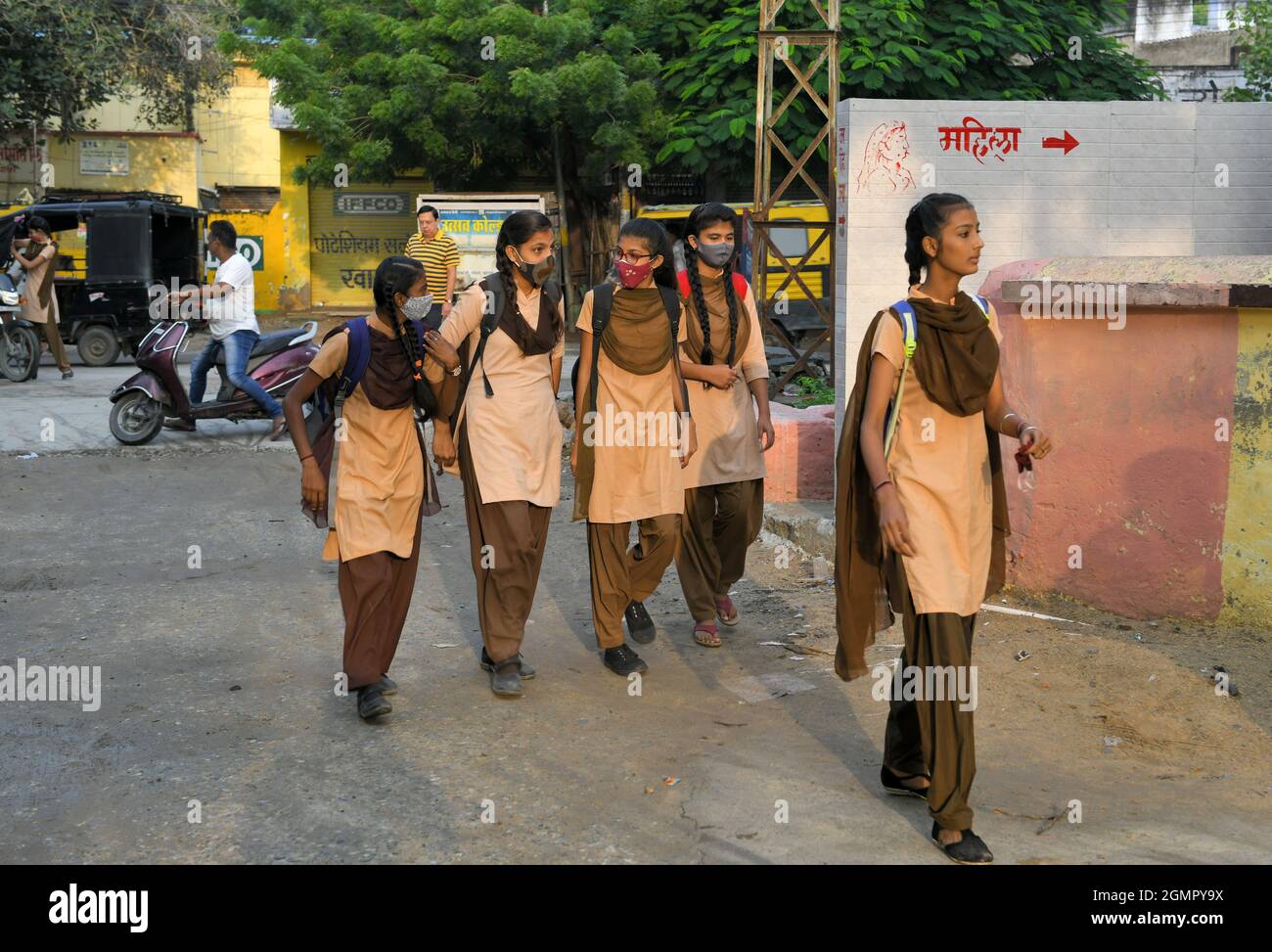 Beawar, Rajasthan, India, September 20, 2021: Students arrives at a ...