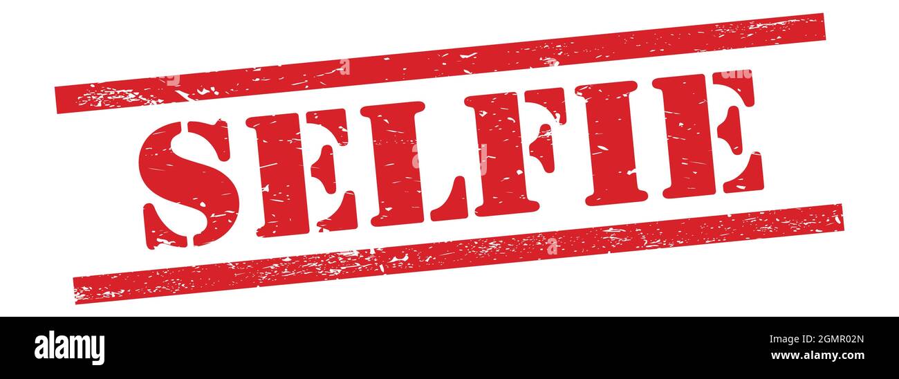 SELFIE text on red grungy vintage rubber stamp Stock Photo - Alamy