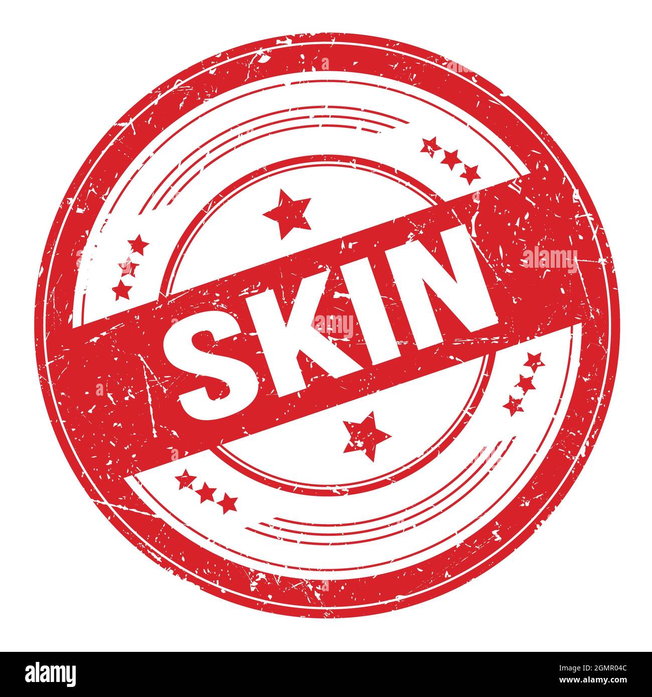 SKIN text on red round grungy texture stamp Stock Photo - Alamy