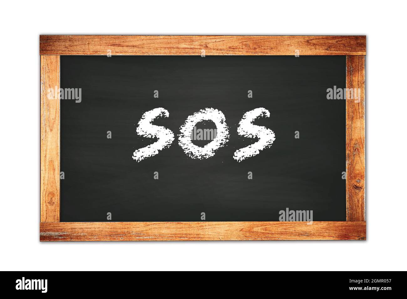 SOS text written on black wooden frame school blackboard Stock Photo ...