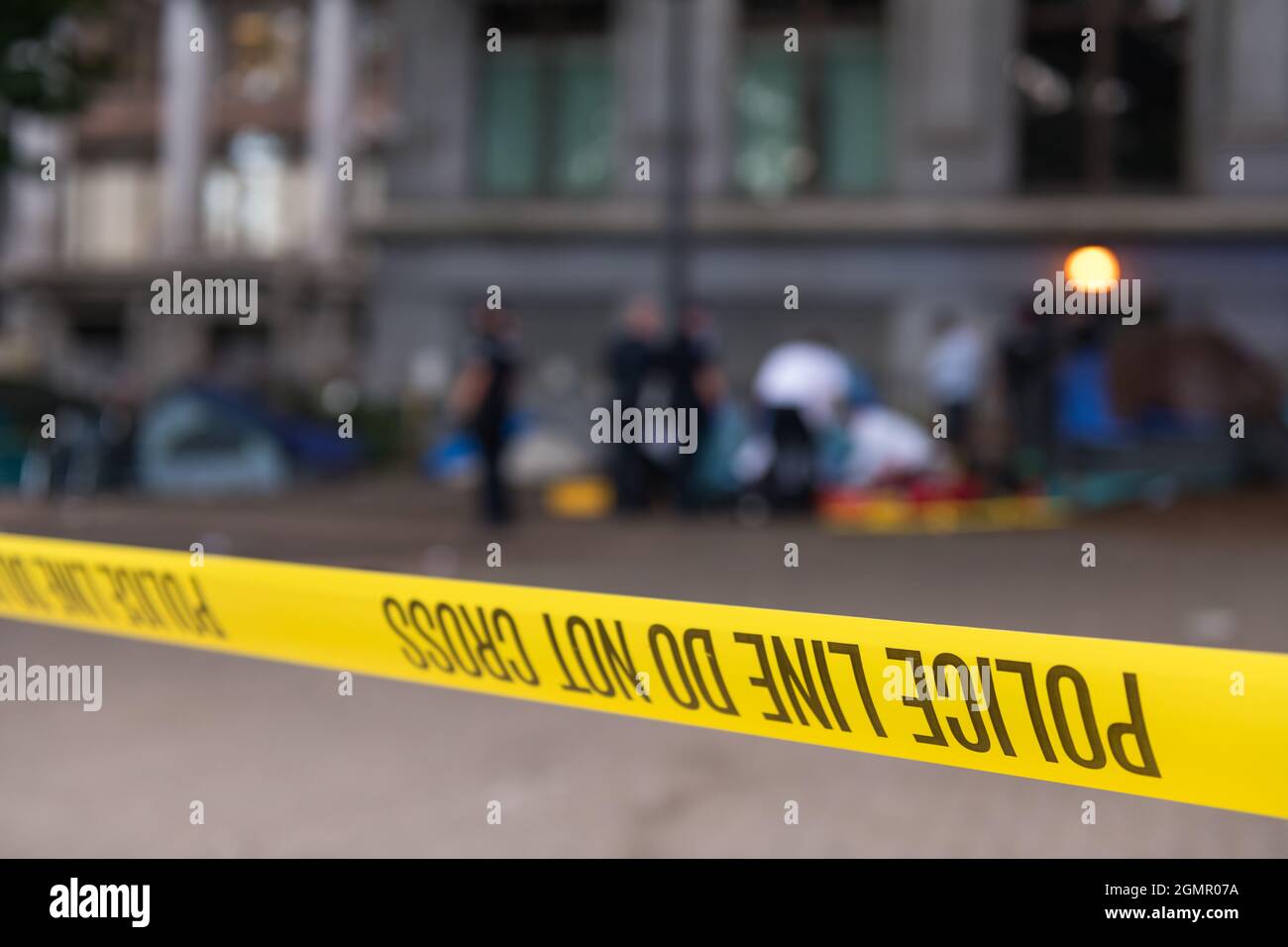 Seattle, USA. 17th Jun, 2021. Police investigating a stabbing that led ...