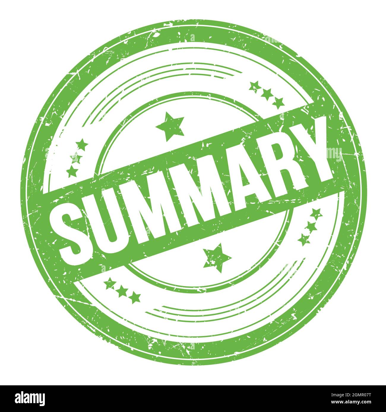 SUMMARY text on green round grungy texture stamp Stock Photo - Alamy