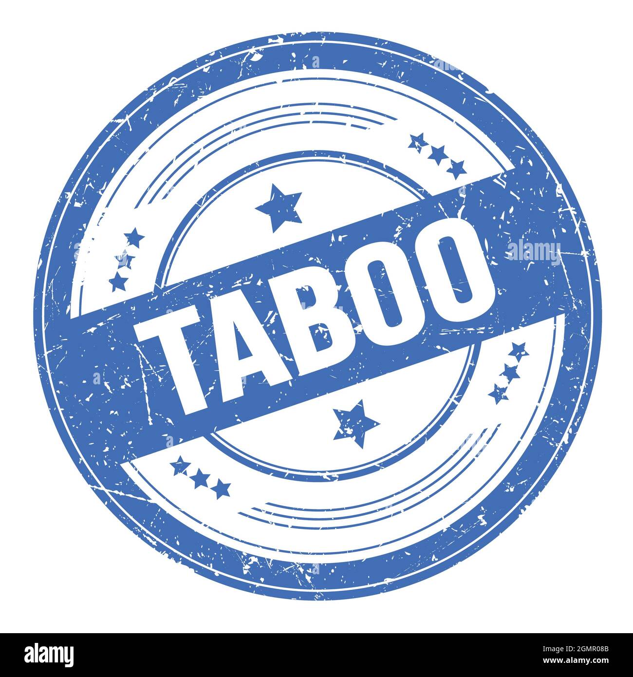 TABOO text on blue round grungy texture stamp Stock Photo - Alamy