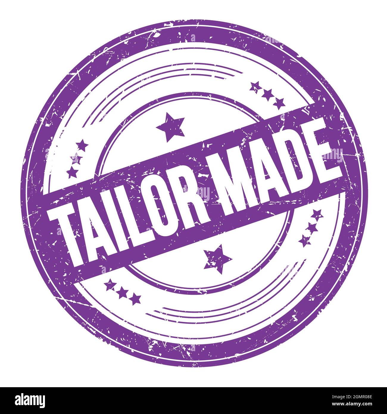 TAILOR MADE text on violet indigo round grungy texture stamp Stock Photo - Alamy