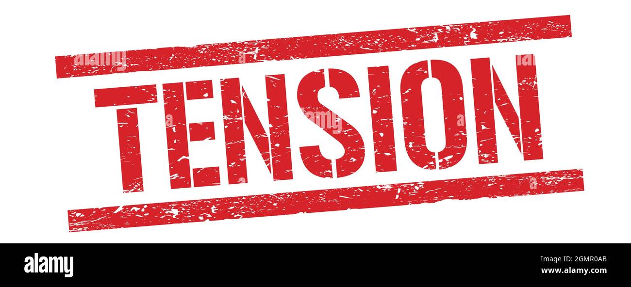 TENSION text on red grungy rectangle stamp sign Stock Photo - Alamy