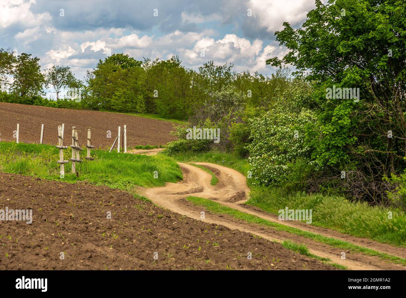 Farmlands and meadows in the Moldavian countryside. Spring season ...