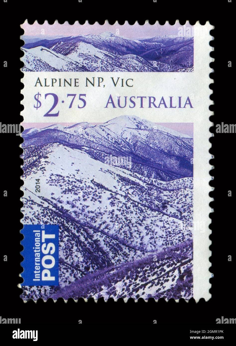 Stamp printed in Australia shows image of the Alpine NP, Vic, circa ...