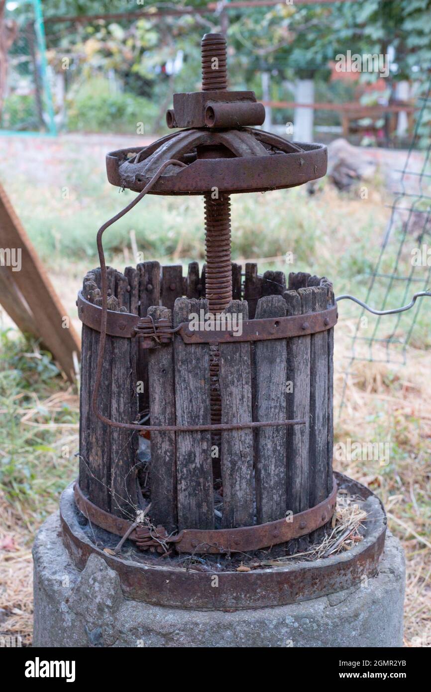 old authentic wine making device, wine industry in agriculture Stock ...