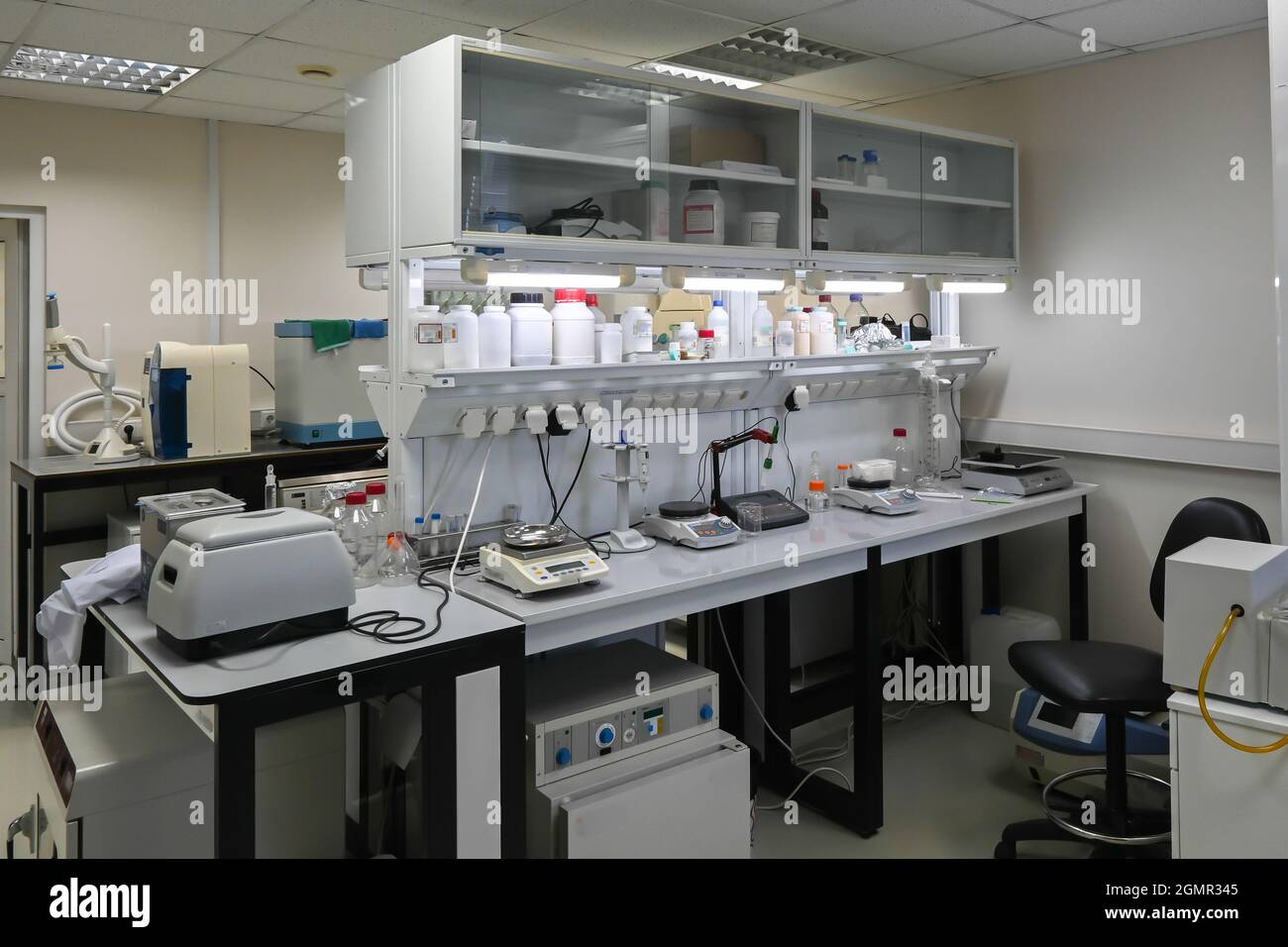 Modern biological laboratory. The interior of a room intended for ...