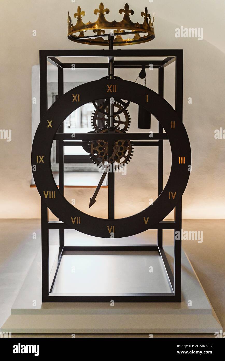 Mechanical clock with counterweight of 1250-1400 century in the museum ...