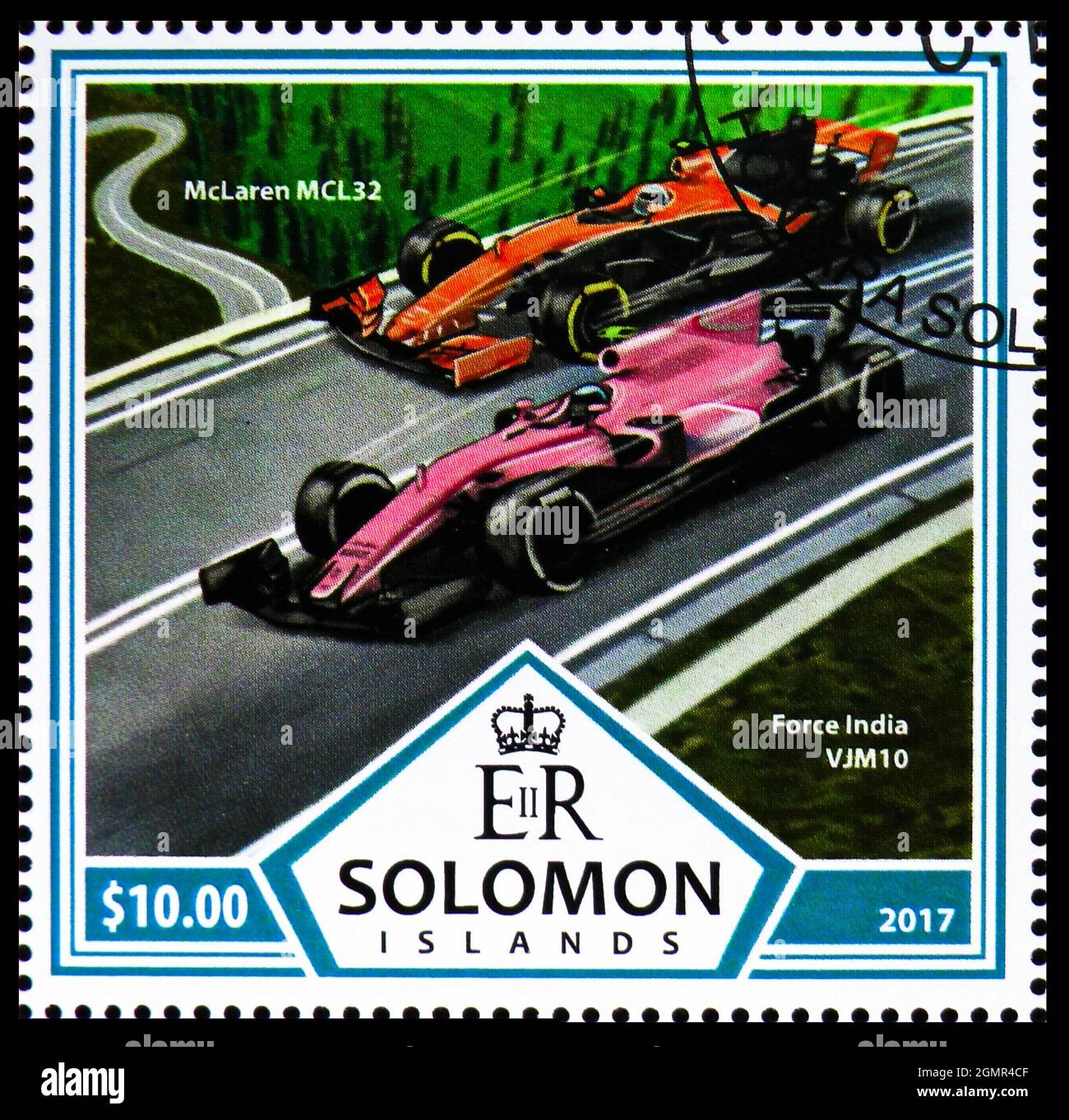 MOSCOW, RUSSIA - JULY 31, 2021: Postage stamp printed on Solomon ...