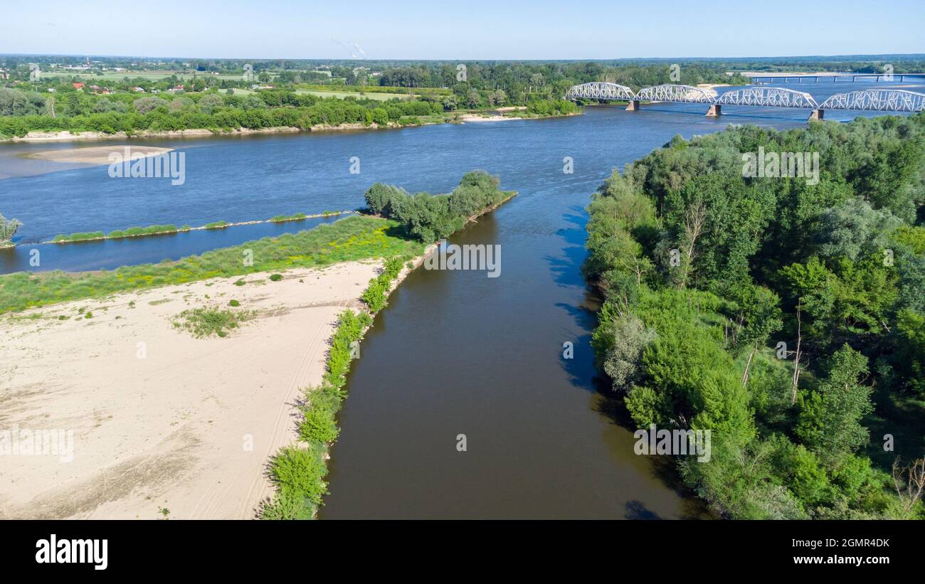 Aerial view of estuary Wieprz River to the Vistula River Stock Photo ...