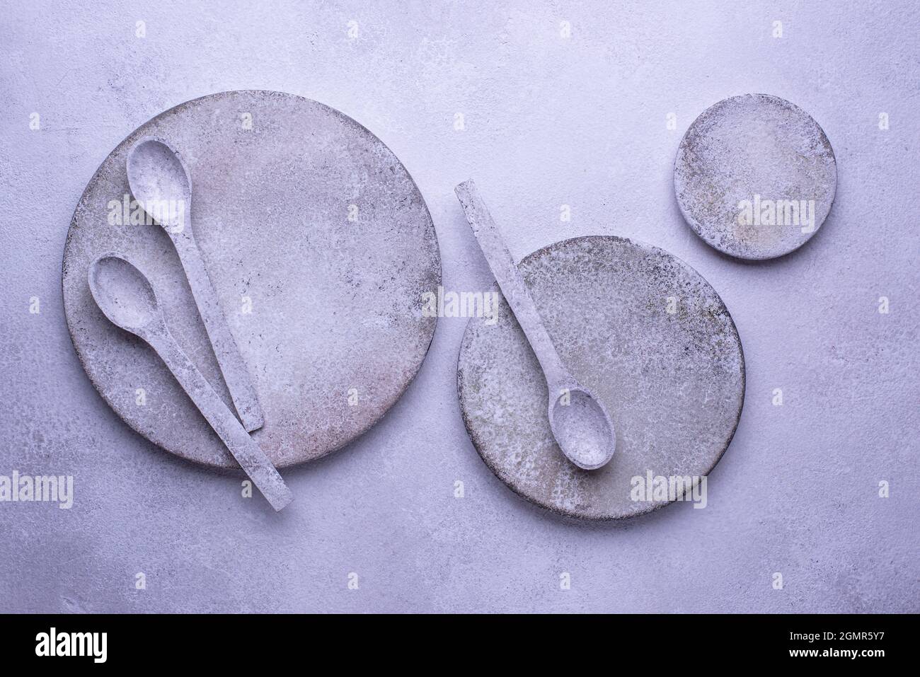 Handmade handcrafted concrete plates and bowls Stock Photo - Alamy