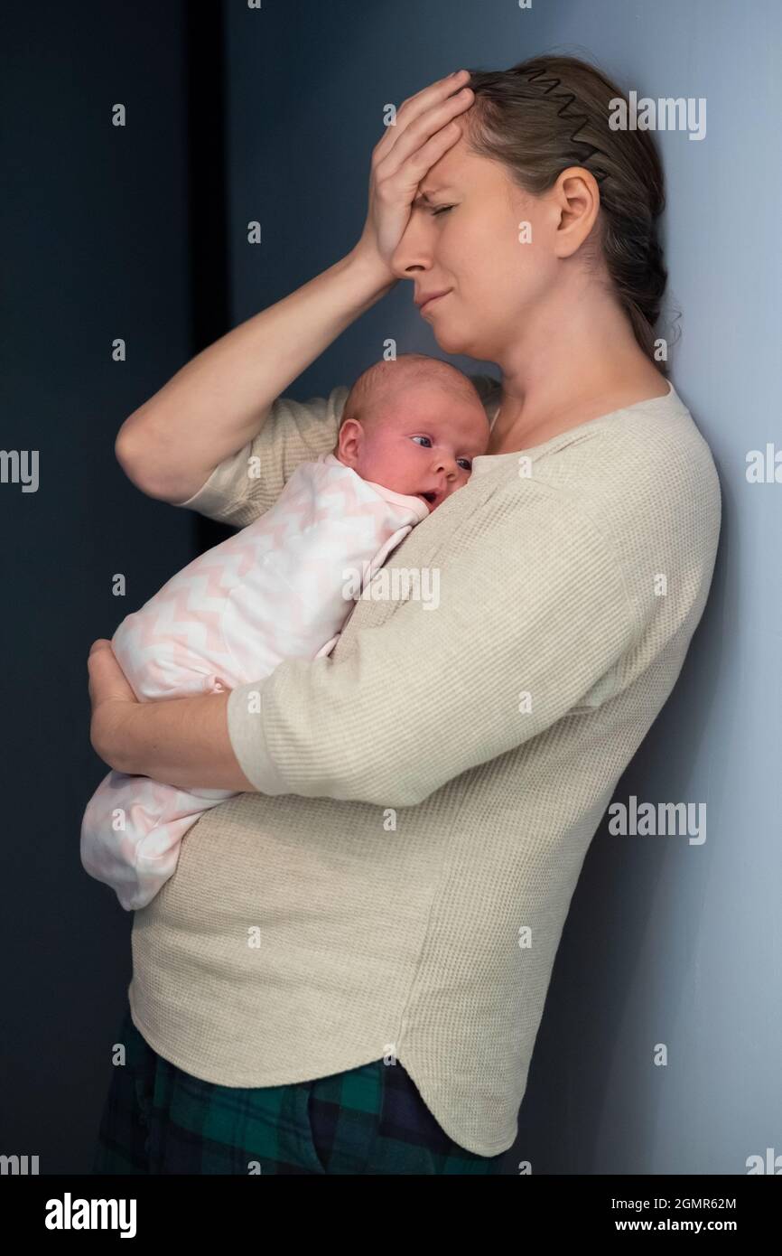 Frustrated mother crying baby hi-res stock photography and images - Alamy