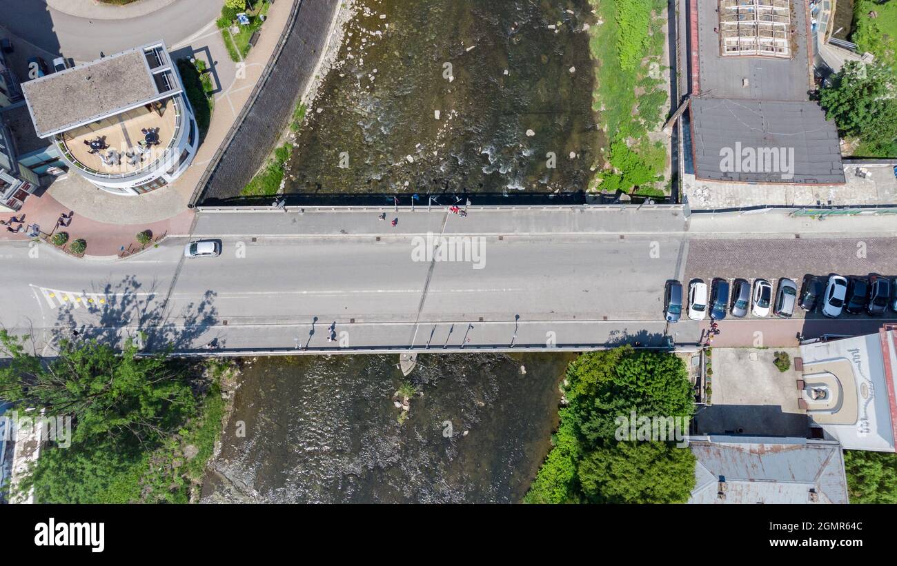 Cieszyn, Poland - June 5, 2021: Aerial view on Friendship bridge over ...
