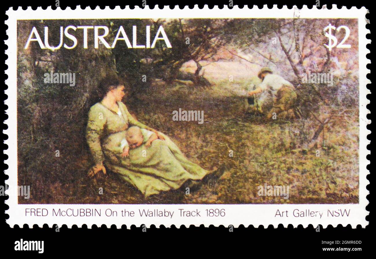MOSCOW, RUSSIA - JULY 31, 2021: Postage stamp printed in Australia ...