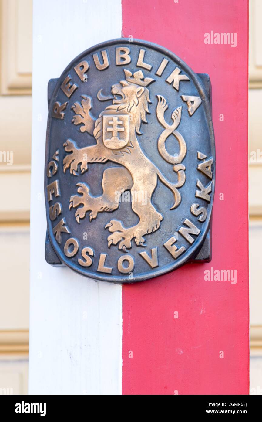 Cesky Tesin, Czech Republic - June 5, 2021: Emblem on Czechoslovak ...