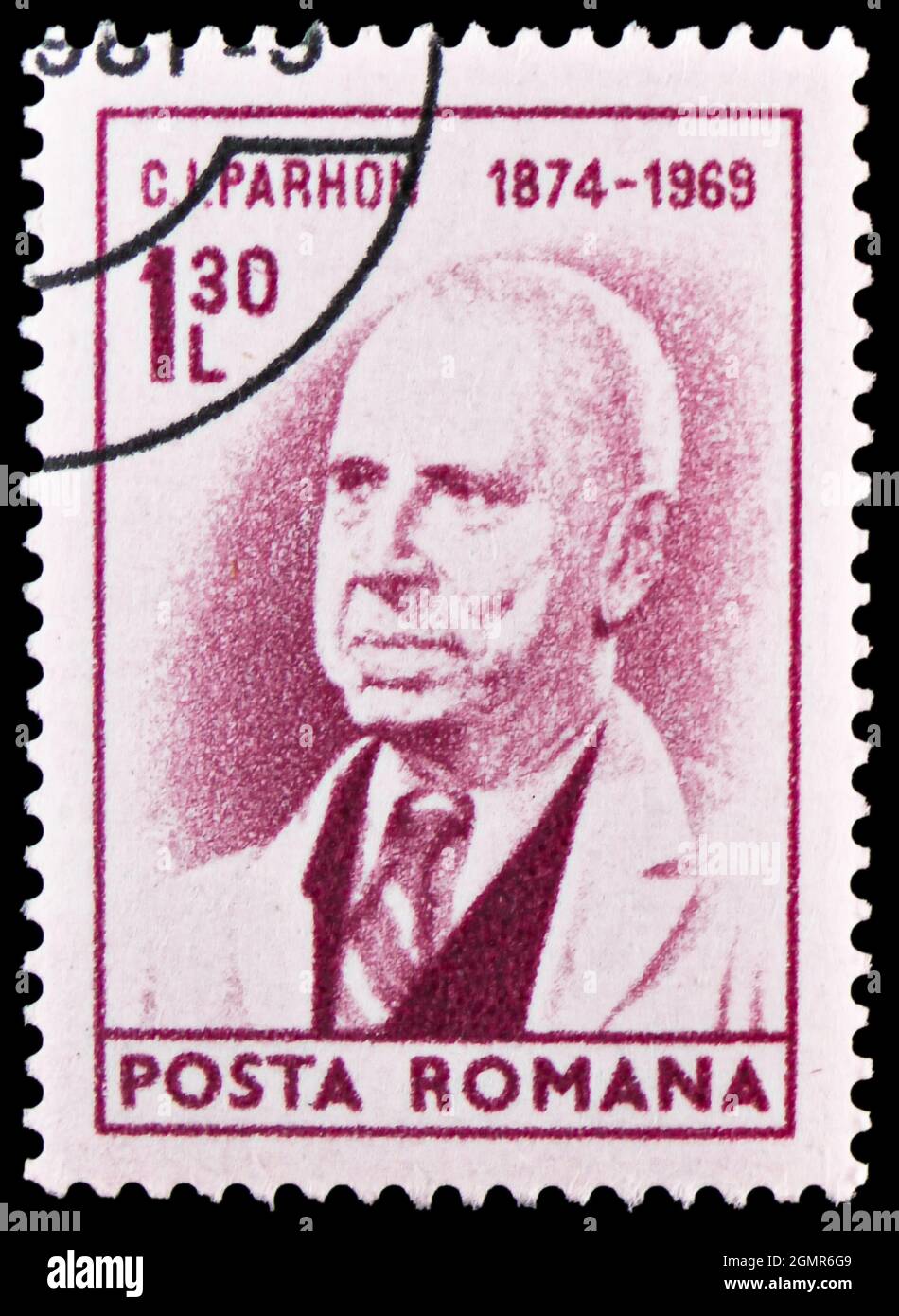 MOSCOW, RUSSIA - JULY 31, 2021: Postage stamp printed in Romania shows ...