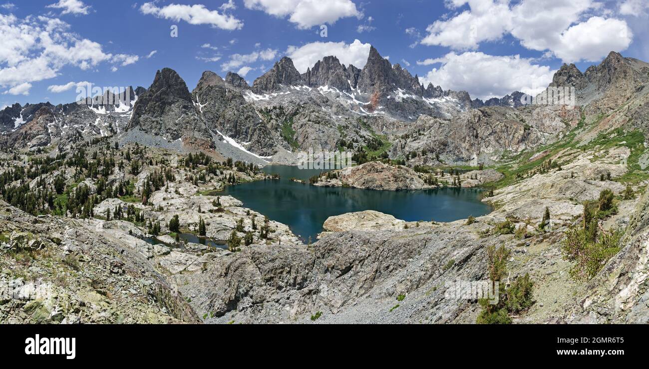 panorama of Minaret Lake and the Minarets near Mammoth Lakes California Stock Photo - Alamy
