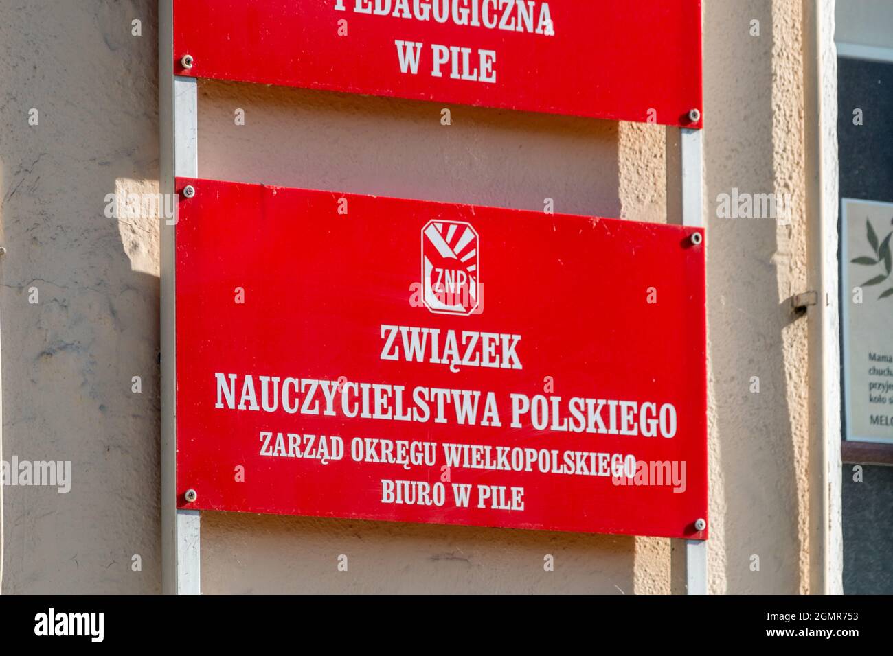 Pila, Poland - May 31, 2021: Sign Polish Teachers' Union (Polish ...