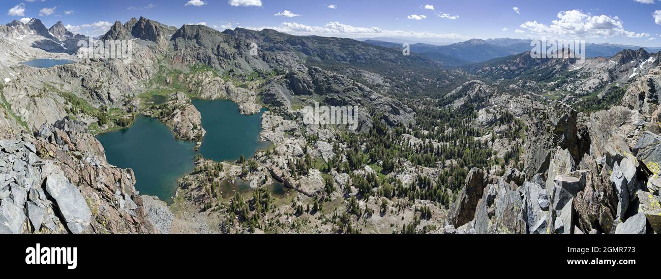 panorama overlooking Minaret Lake from Riegelhuth Minaret summit Stock ...
