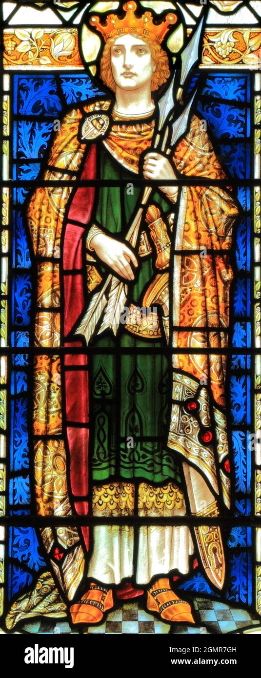 St Edmund, King of East Anglia, 9th century, Saint, holding arrows of ...