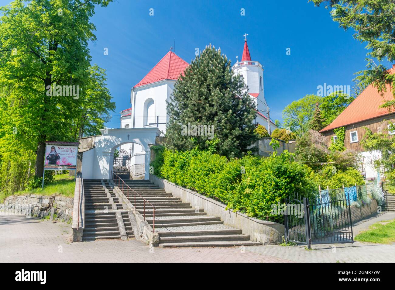 Bogatynia, Poland - June 2, 2021: Entrance stairs to Saints Peter and ...