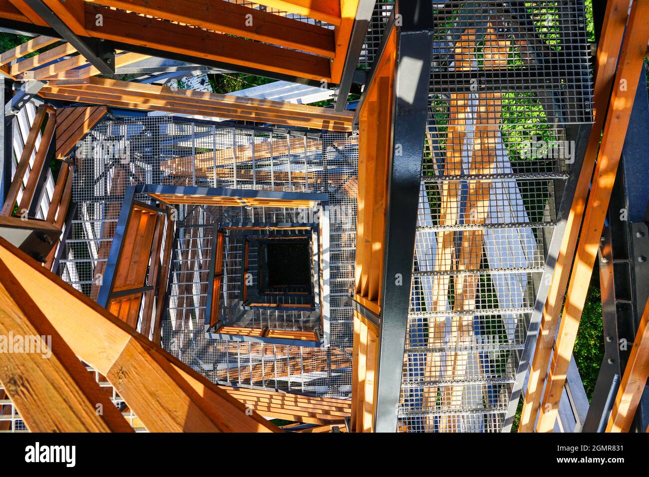 a fragment of the structure of a new modern metal observation tower ...
