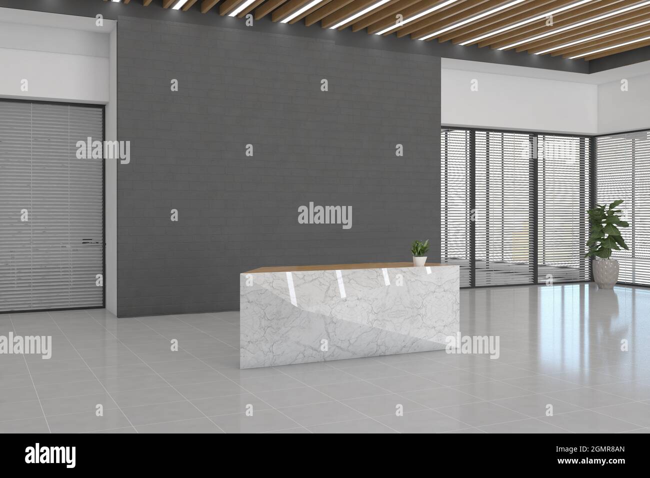 3D rendering of a modern office reception interior Stock Photo - Alamy