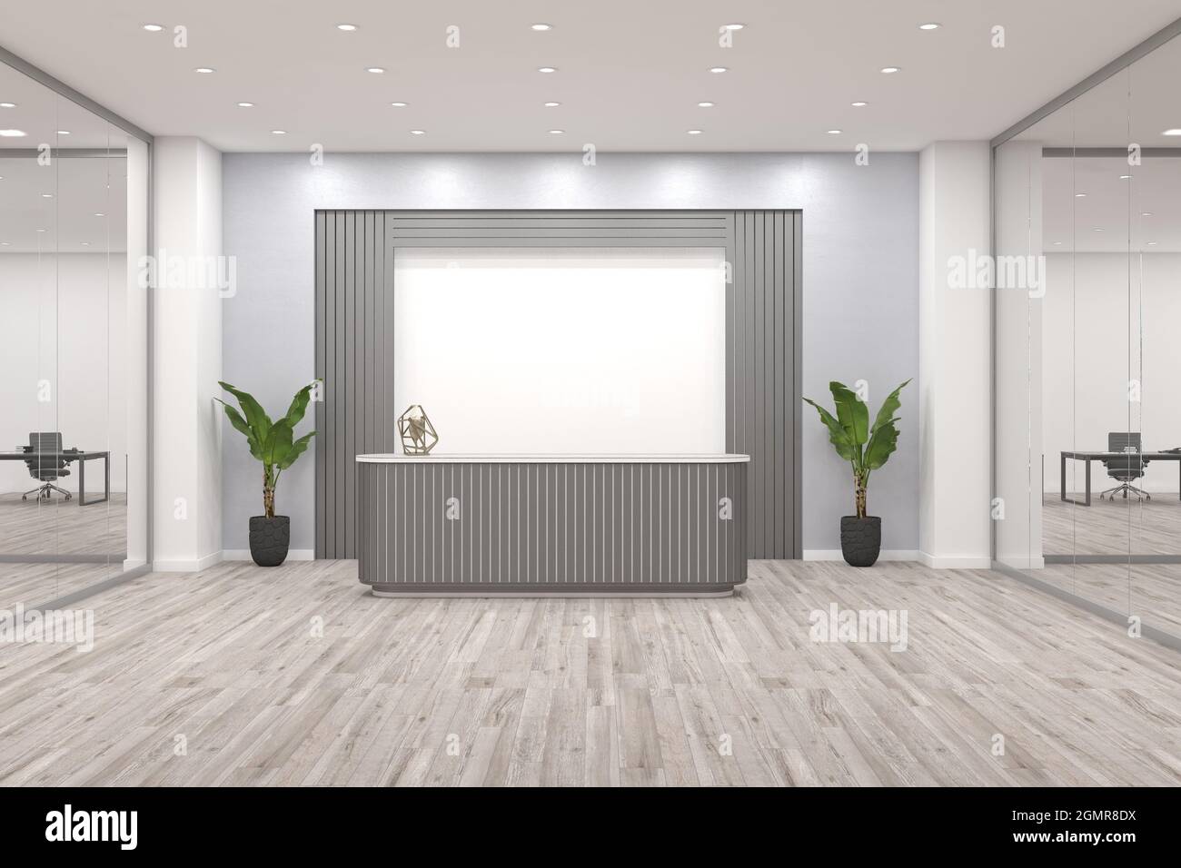 3D rendering of a modern office reception interior Stock Photo - Alamy