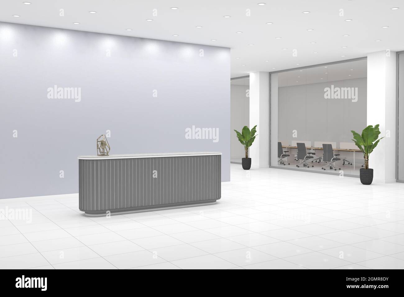 3D rendering of a modern office reception interior Stock Photo - Alamy