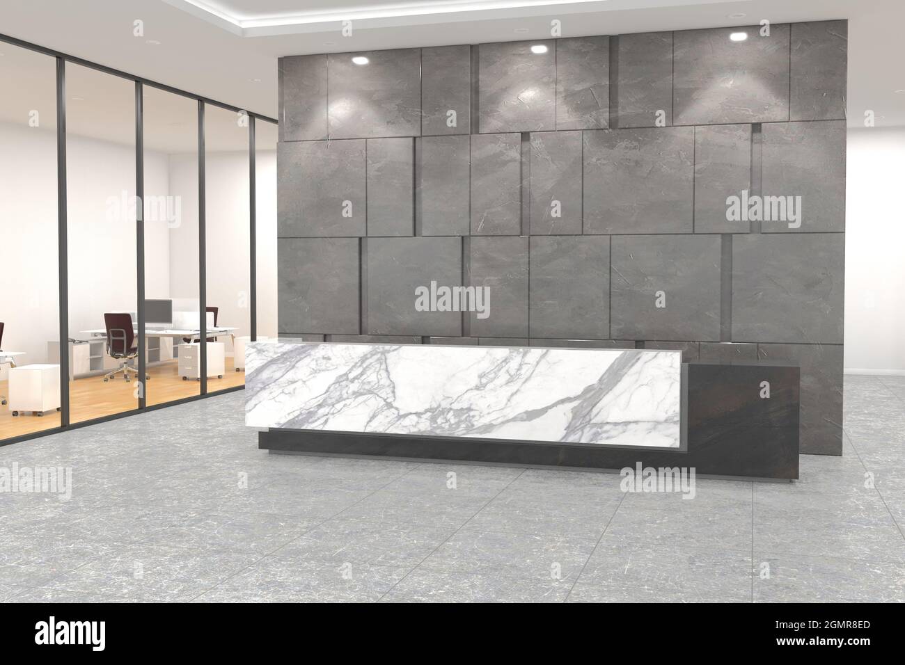 3D rendering of a modern office reception interior Stock Photo - Alamy