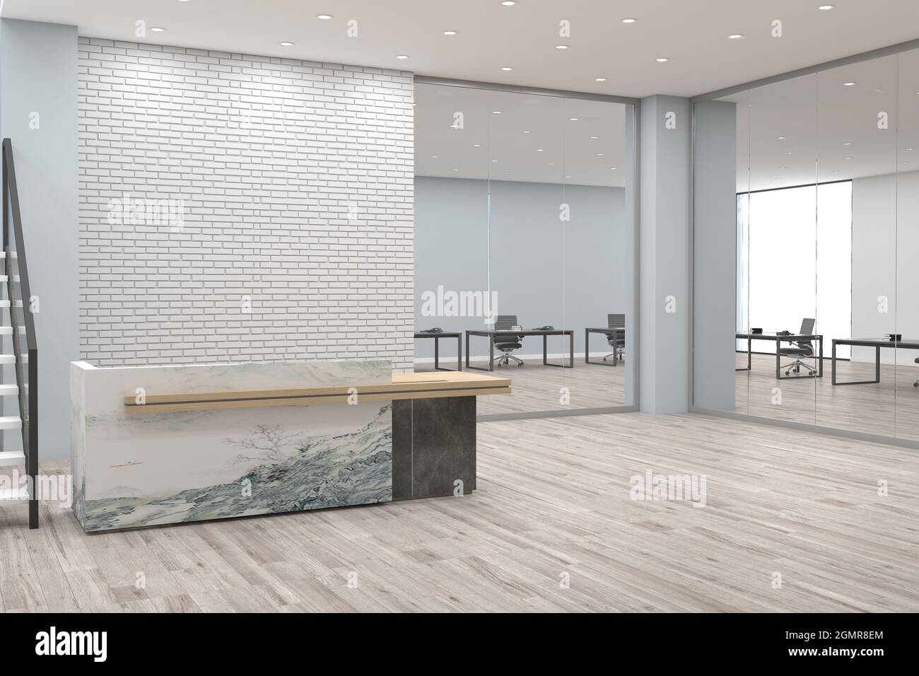 3D rendering of a modern office reception interior Stock Photo - Alamy
