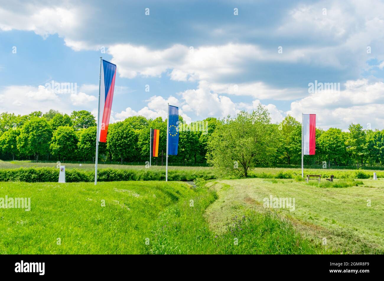 Tripoint between Germany, Poland and Czech Republic. Border of three ...