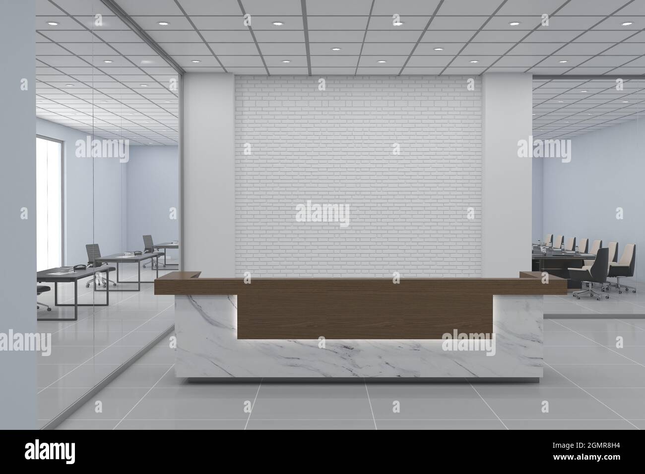 3D rendering of a modern office reception interior Stock Photo - Alamy