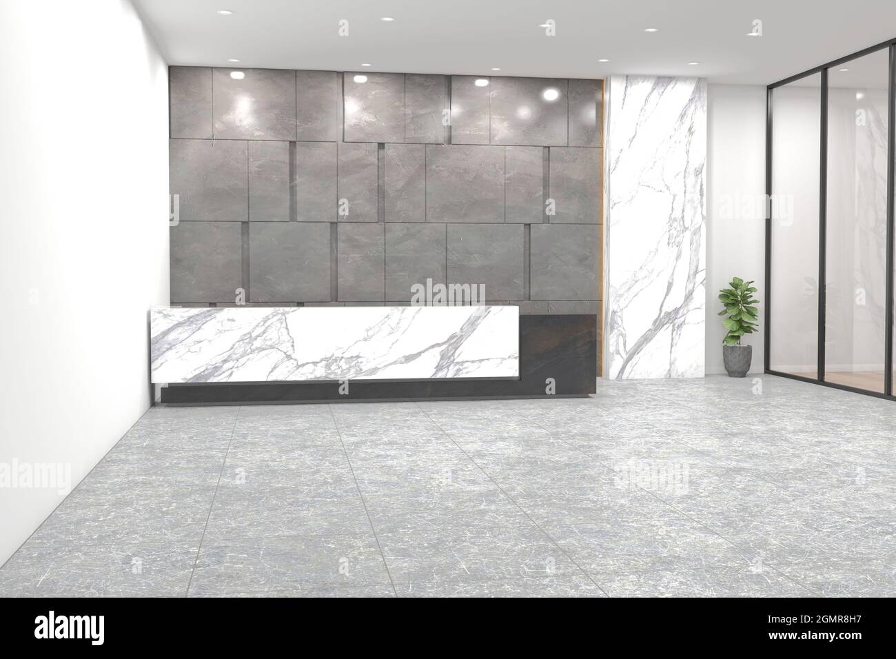 3D rendering of a modern office reception interior Stock Photo - Alamy