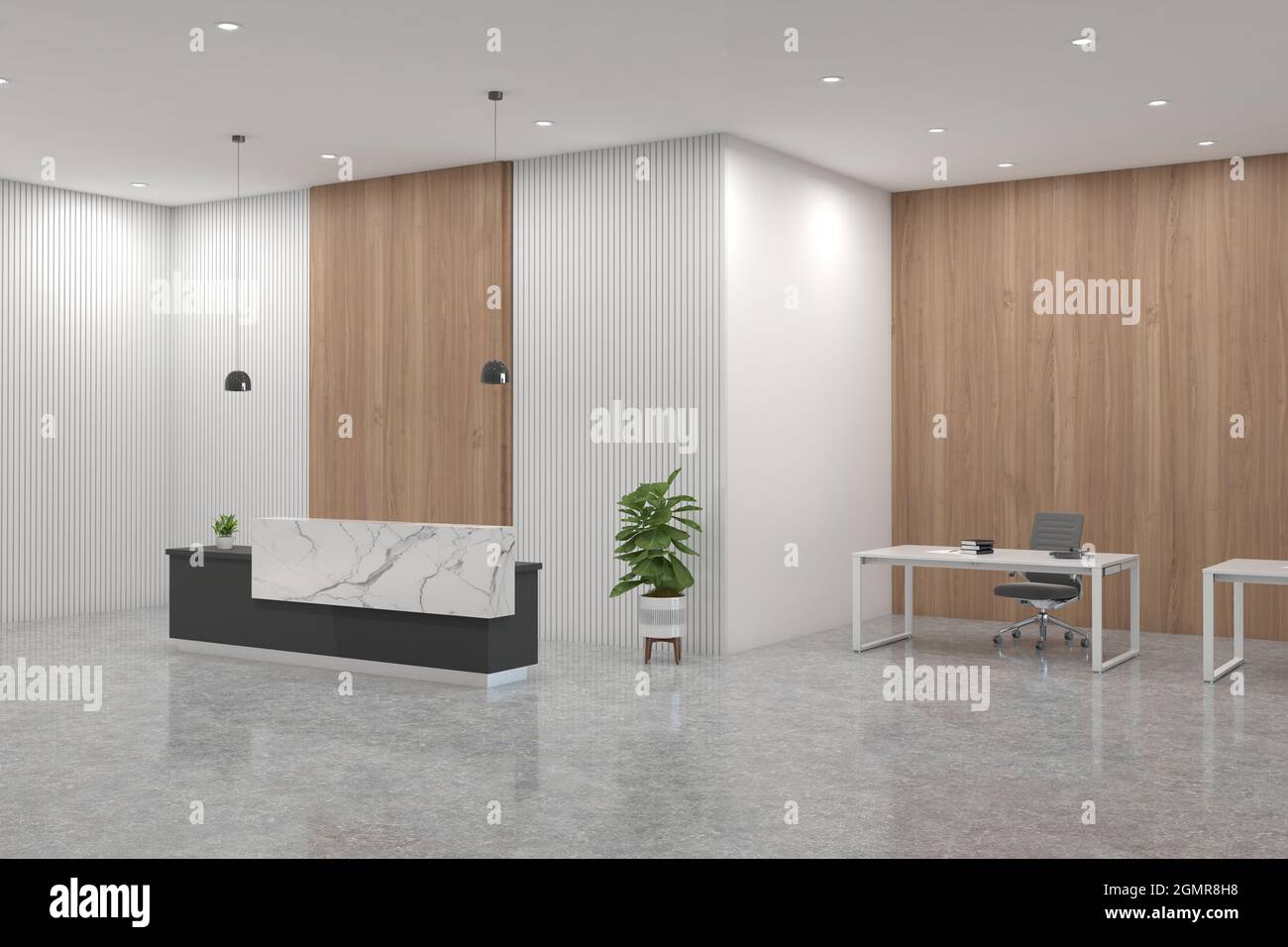 3D rendering of a modern office reception interior Stock Photo - Alamy