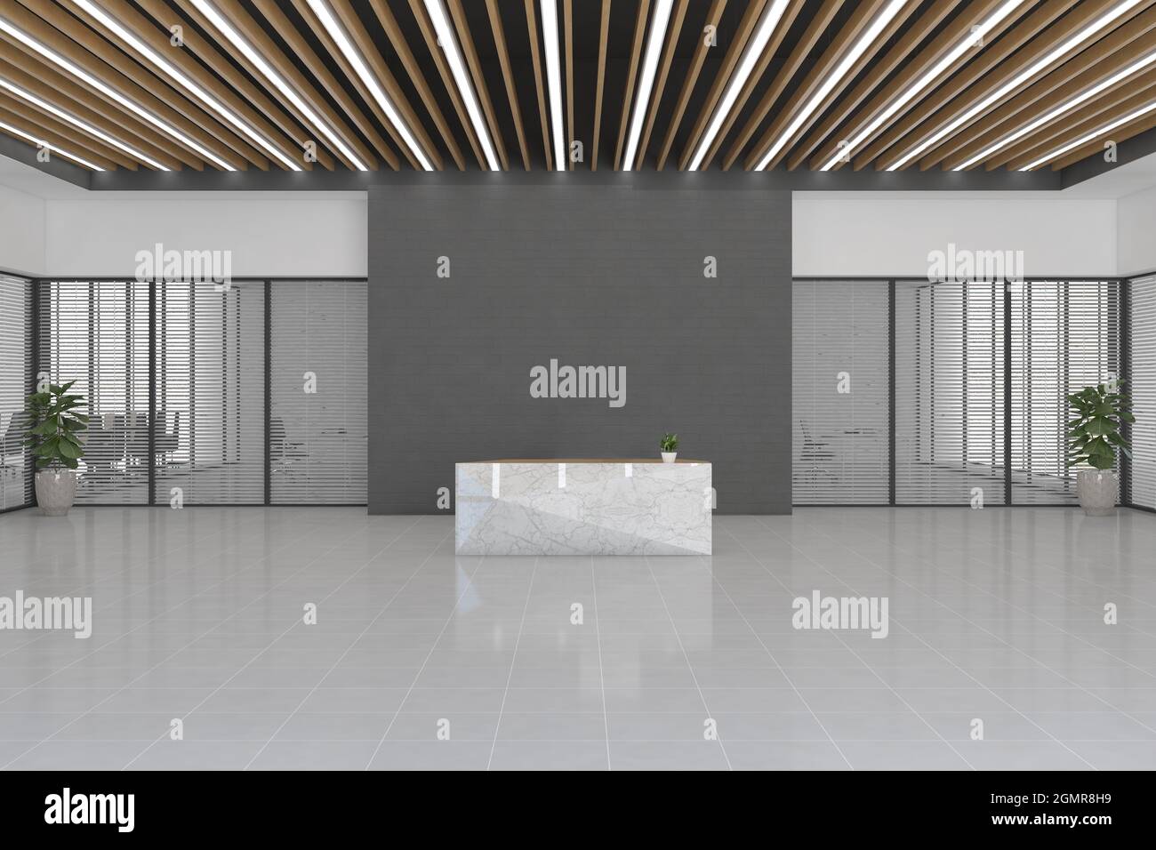 3D rendering of a modern office reception interior Stock Photo - Alamy