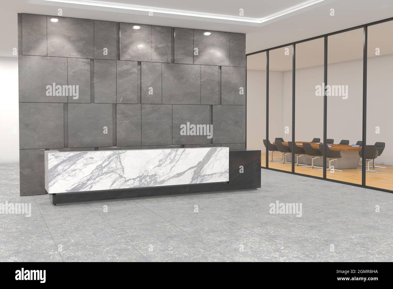 3D rendering of a modern office reception interior Stock Photo - Alamy