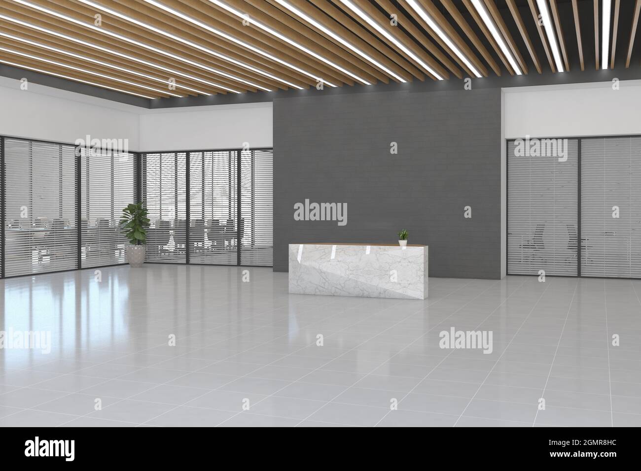 3D rendering of a modern office reception interior Stock Photo - Alamy