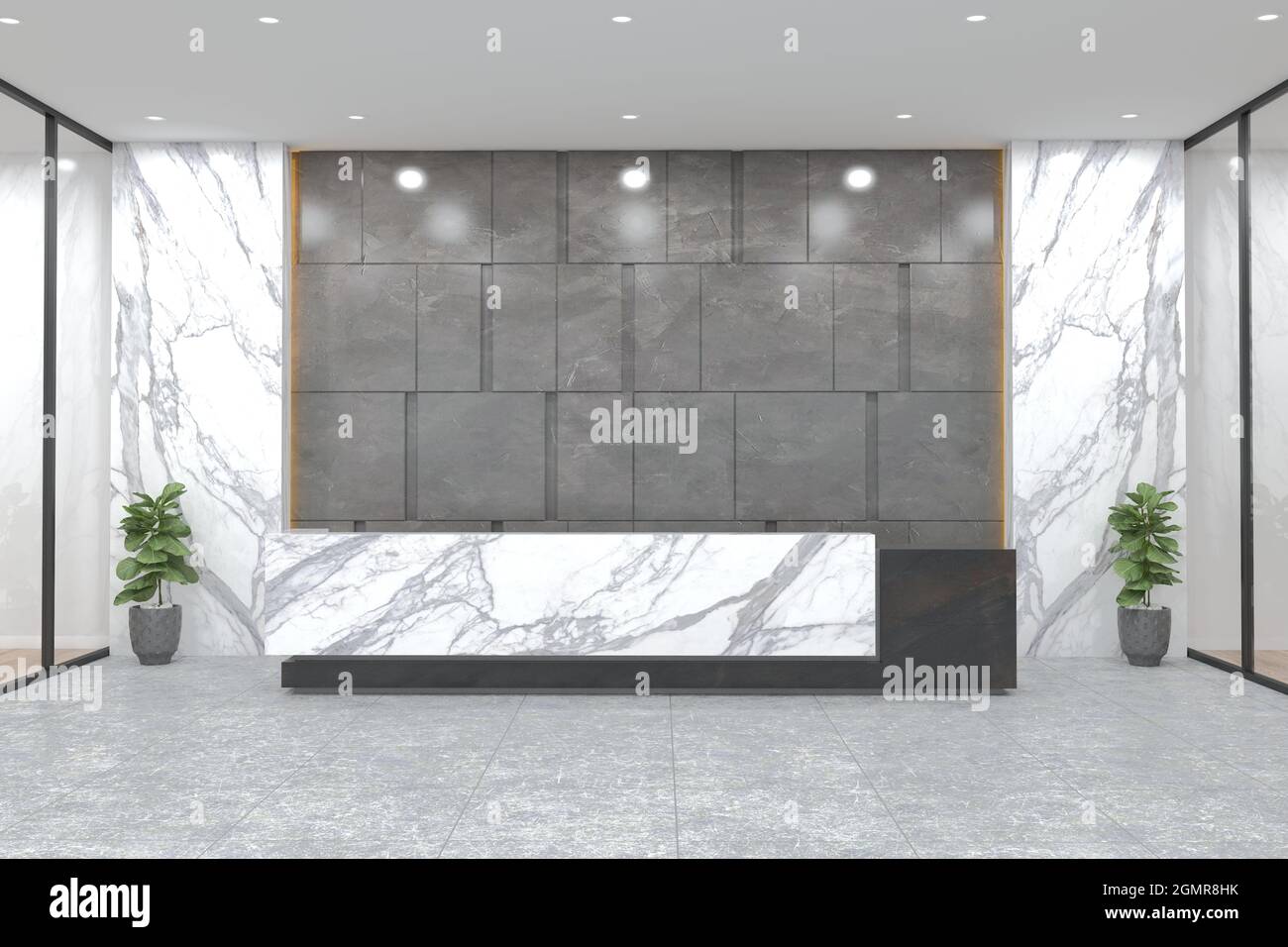 3D rendering of a modern office reception interior Stock Photo - Alamy